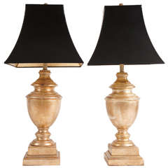 Two Gilded Baker Table Lamps, C.1960's For Sale at 1stDibs