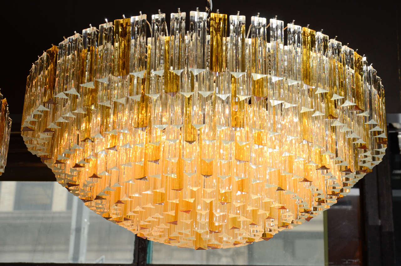Spectacular Clear and Amber Murano Glass Tridre Prism Chandelier at 1stdibs