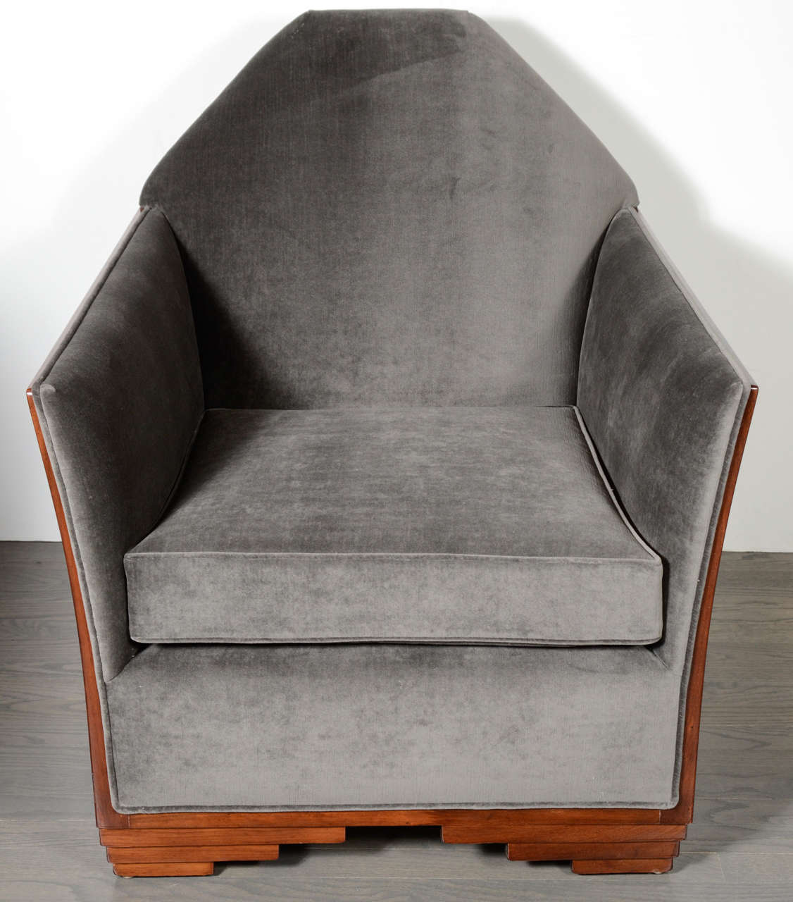 Art Deco Skyscraper Style Chair in Luxurious Grey Velvet at 1stDibs