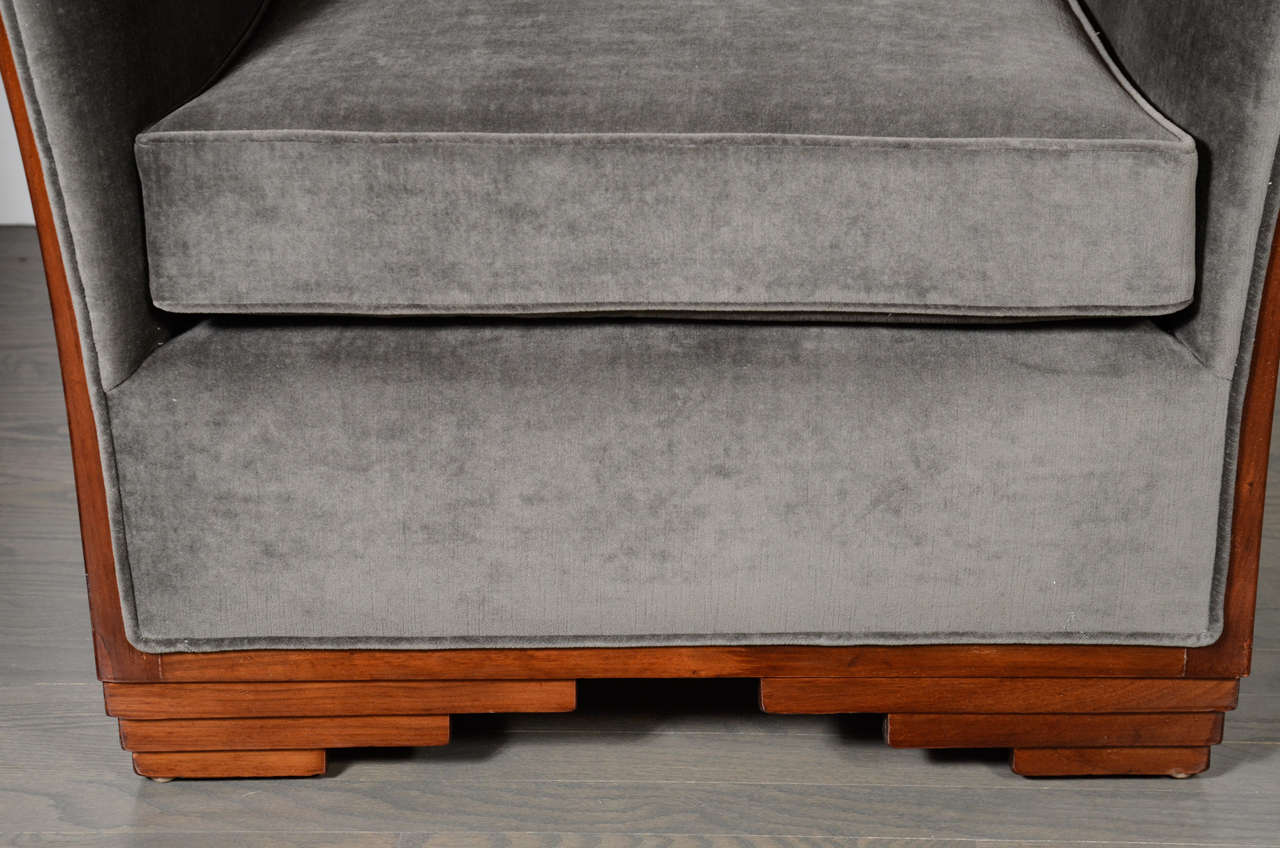 Art Deco Skyscraper Style Chair in Luxurious Grey Velvet at 1stDibs