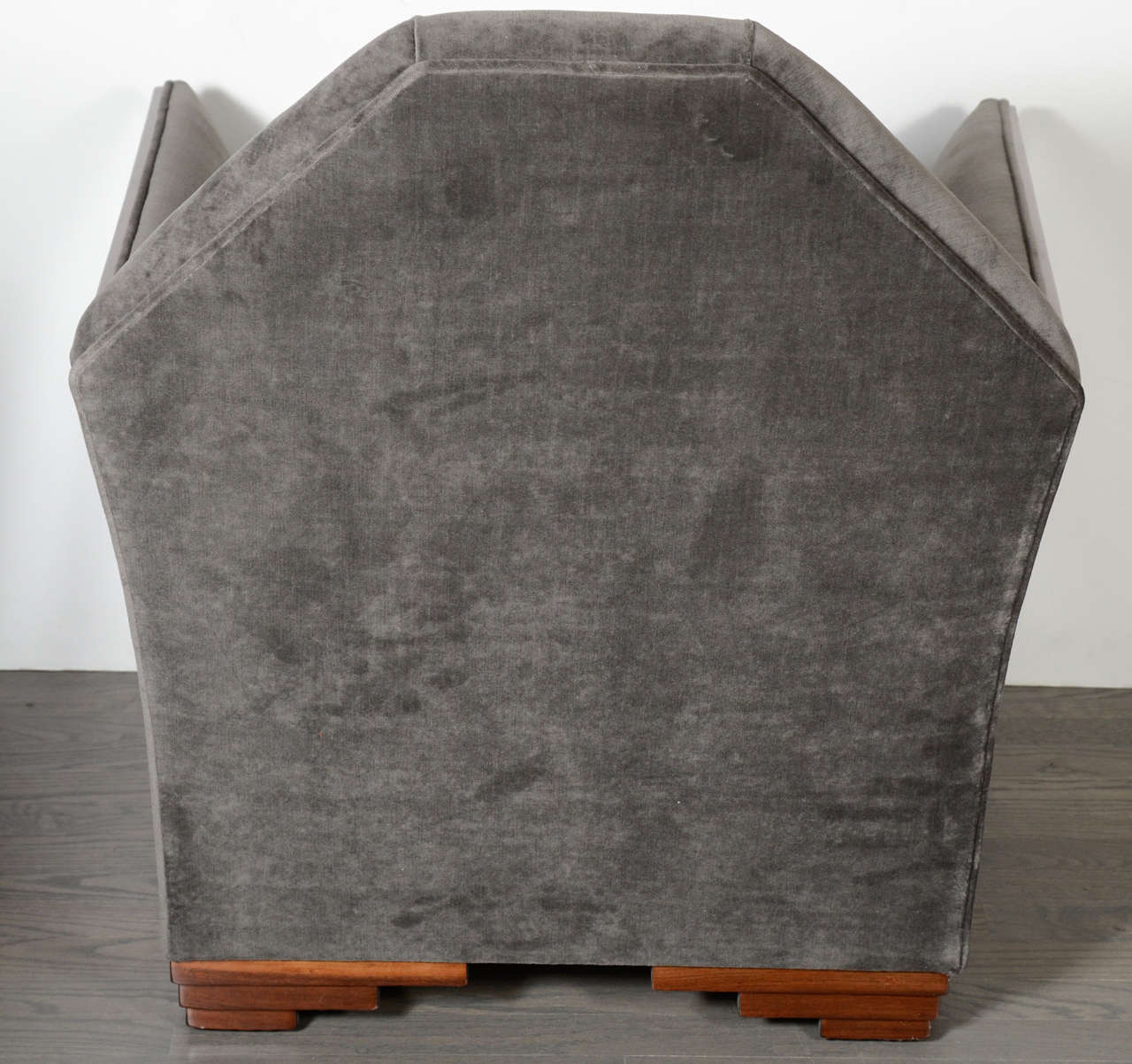 Art Deco Skyscraper Style Chair in Luxurious Grey Velvet at 1stDibs