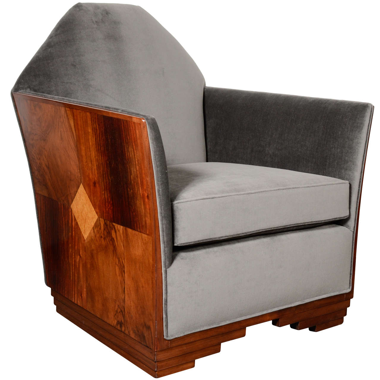 Art Deco Skyscraper Style Chair in Luxurious Grey Velvet at 1stDibs
