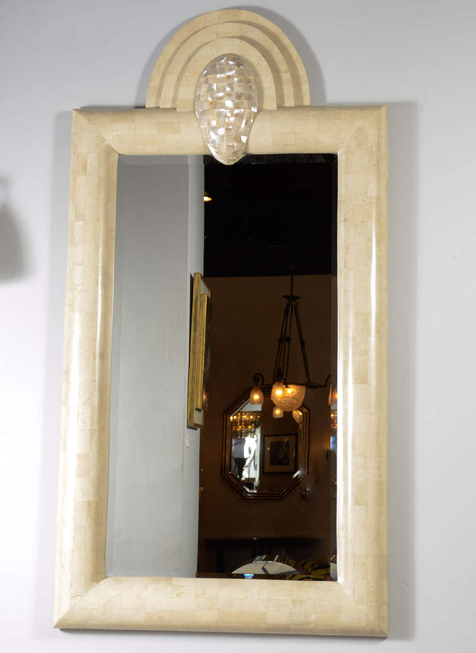 Exceptional Mid-Century Tessellated Limestone Mirror with Mother-of ...