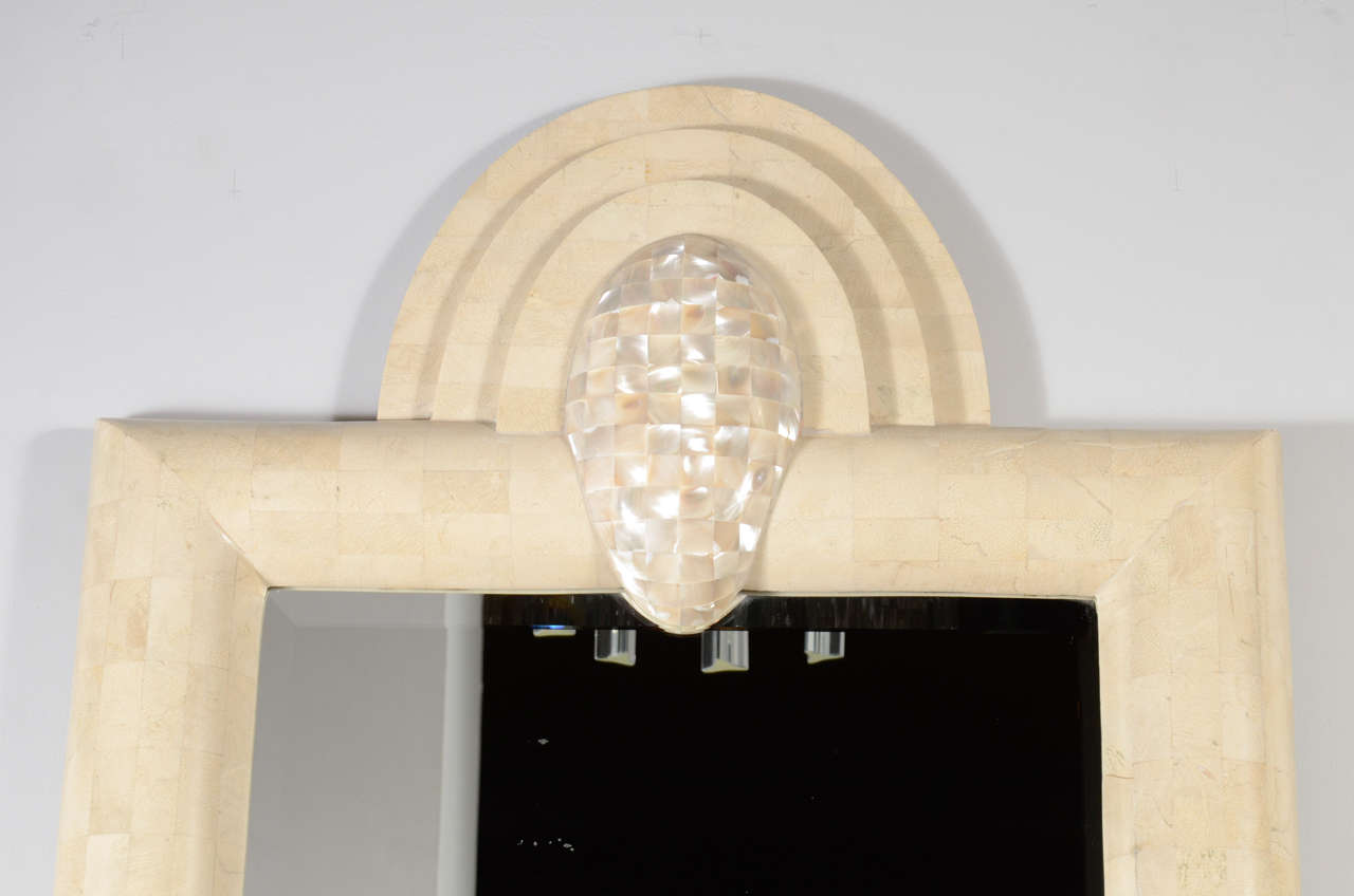 Exceptional Mid-Century Tessellated Limestone Mirror with Mother-of ...