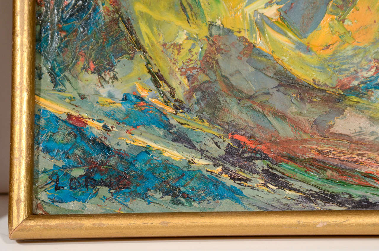 Pair of Abstract Paintings by Naomi Lorne in Original Gold Leaf Frames ...