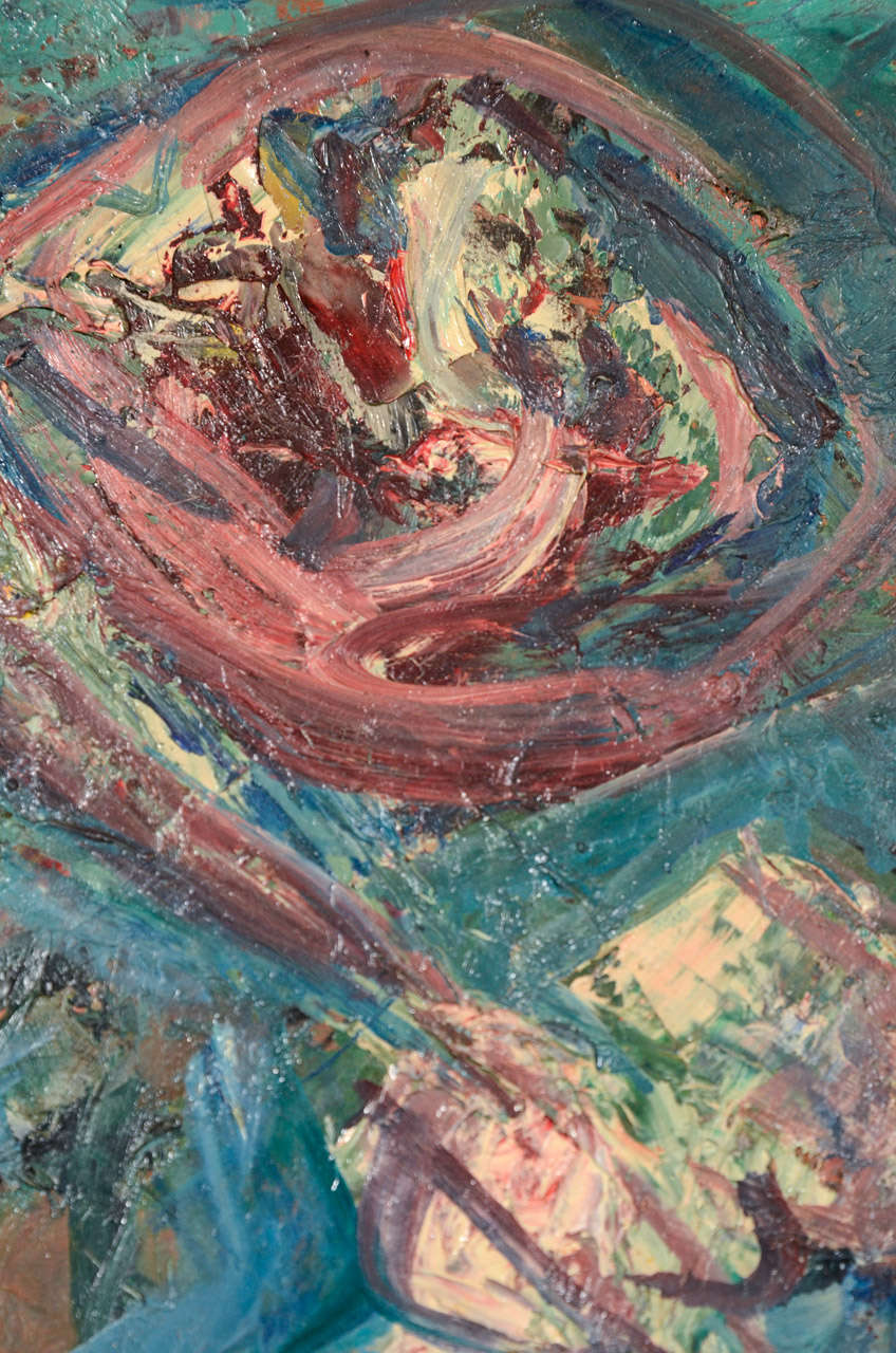 Pair of Abstract Paintings by Naomi Lorne in Original Gold Leaf Frames ...