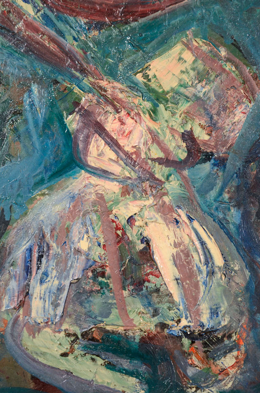 Pair of Abstract Paintings by Naomi Lorne in Original Gold Leaf Frames ...