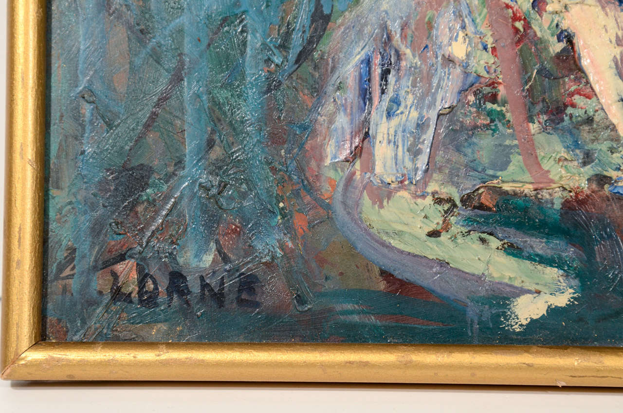 Pair of Abstract Paintings by Naomi Lorne in Original Gold Leaf Frames ...