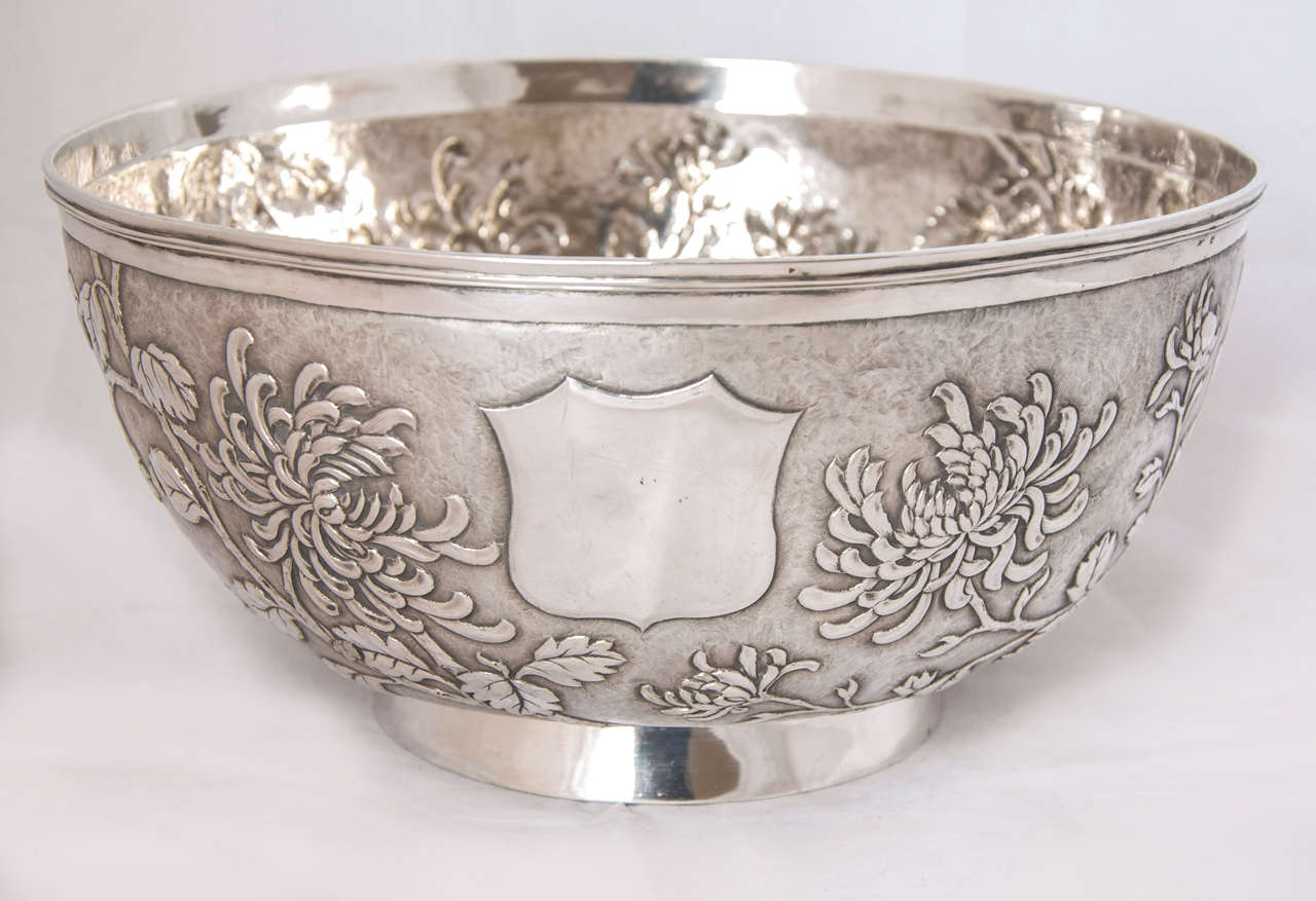 Large Chinese Export Silver Bowl For Sale at 1stDibs