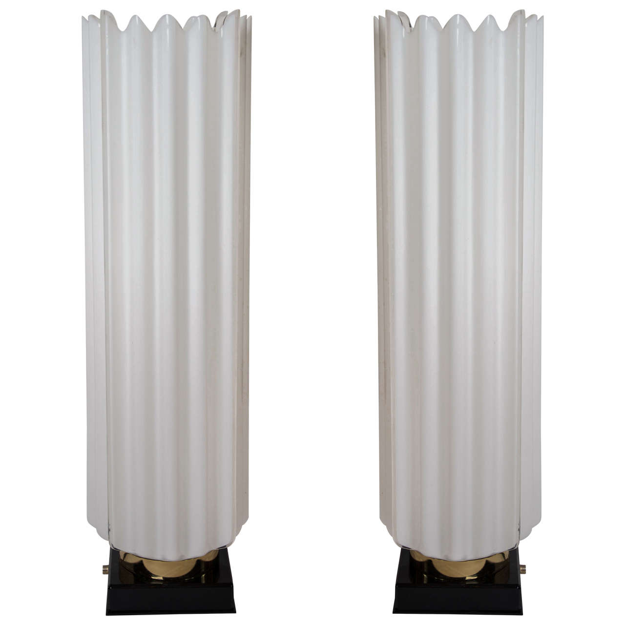 Pair of 1970s Fluted Standard Lamps by Rougier For Sale at 1stDibs