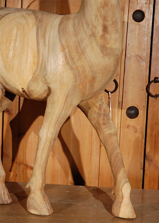 Large Wood Carved Standing Deer at 1stDibs | large wooden deer, large ...