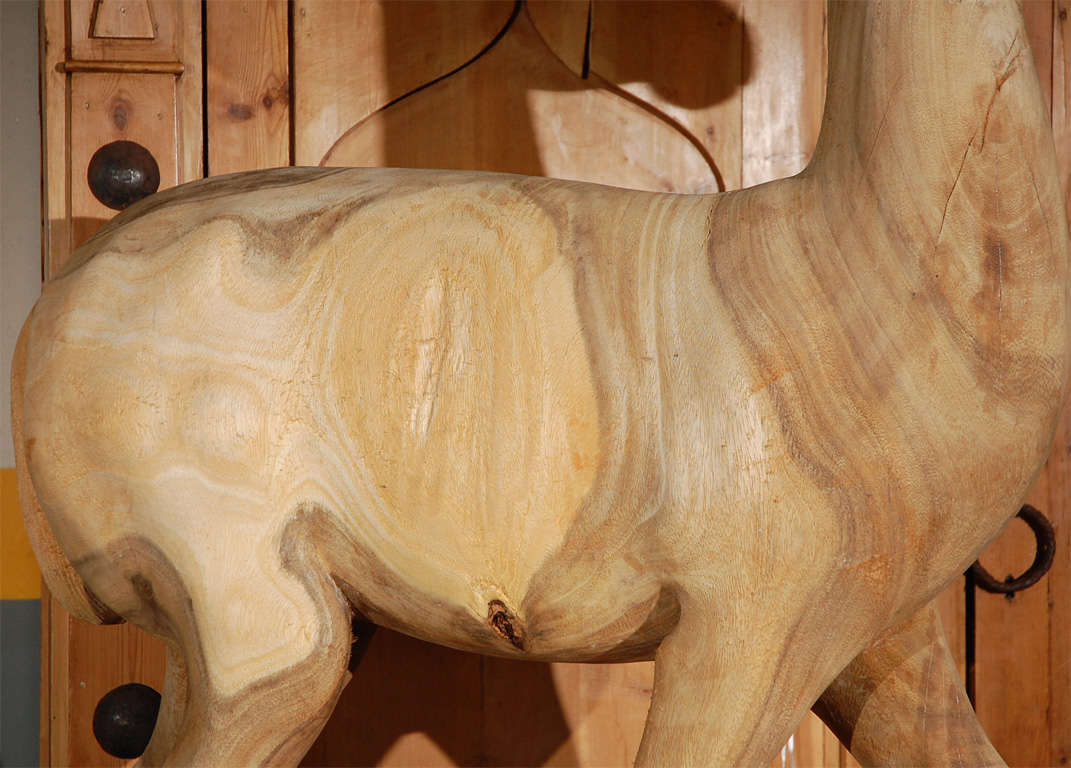 Large Wood Carved Standing Deer at 1stDibs | large wooden deer, large ...
