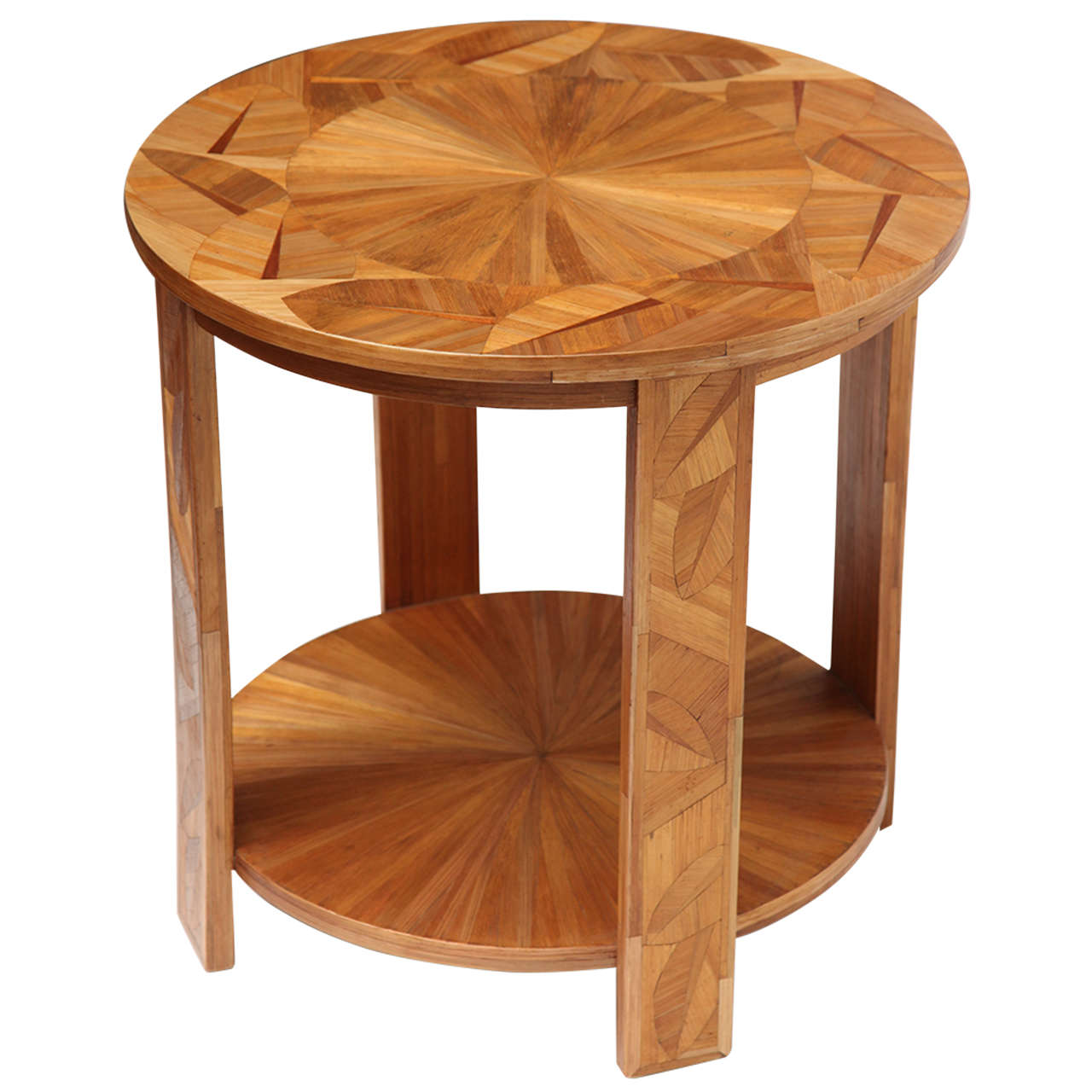 Rare Art Deco Two-Tiered Straw Marquetry Side Table by André Groult at ...
