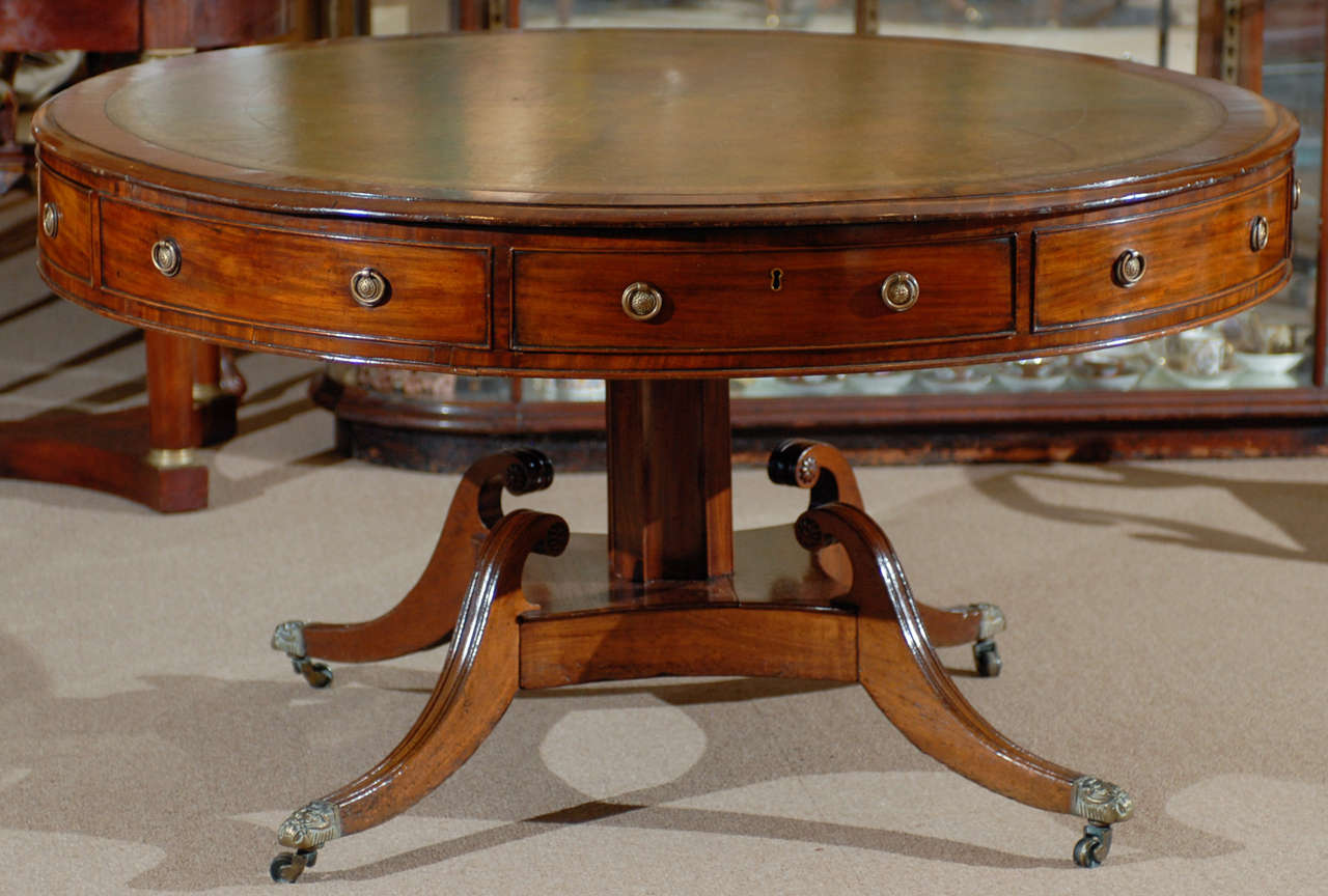 Fine Large Regency Rent Table in Mahogany and Leather Top at 1stDibs