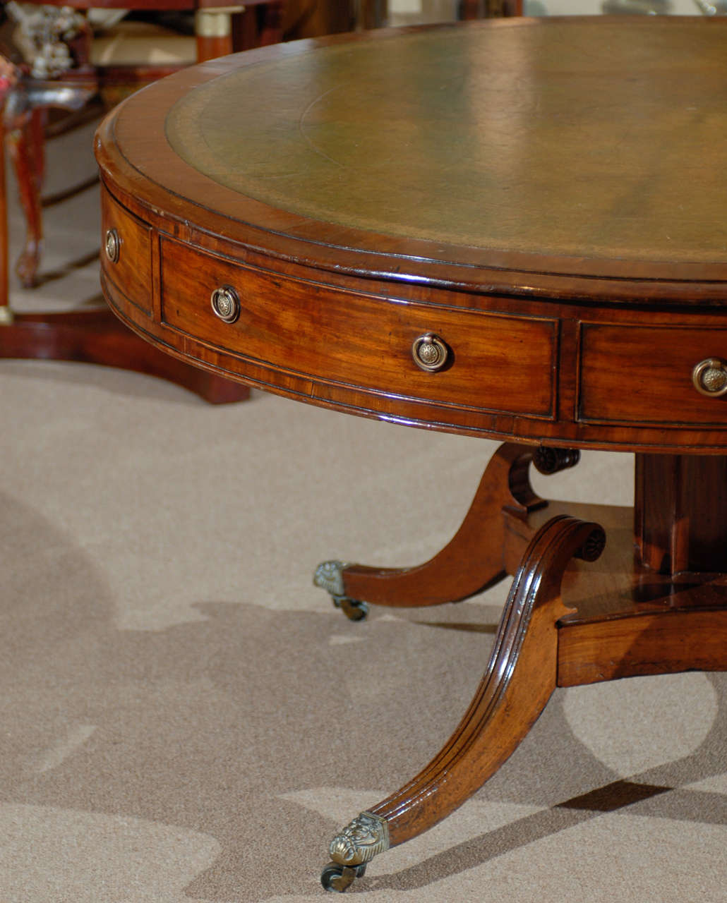 Fine Large Regency Rent Table in Mahogany and Leather Top at 1stDibs