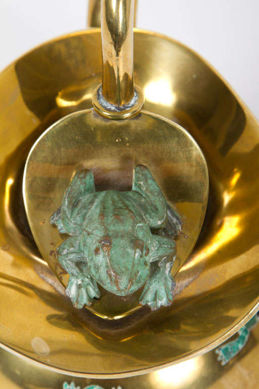 Meican Malachite and Brass Frog Pitcher by Los Castillo For Sale at 1stDibs