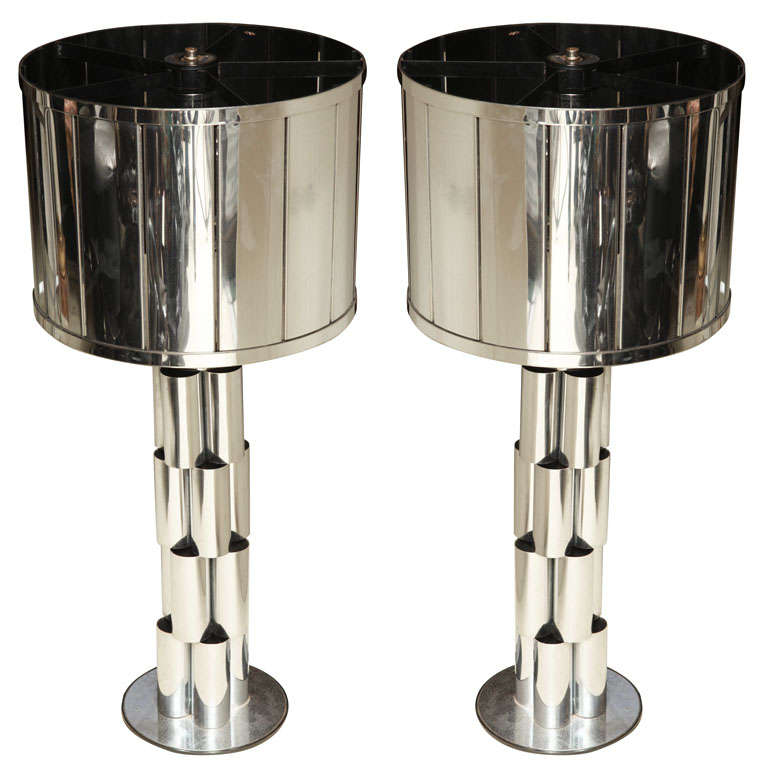 Pair of Curtis Jere Chrome Lamps at 1stdibs