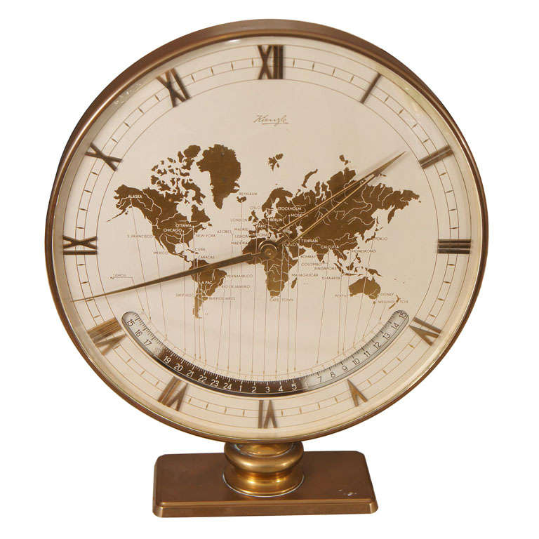 Kienzle Brass "World" Clock at 1stDibs