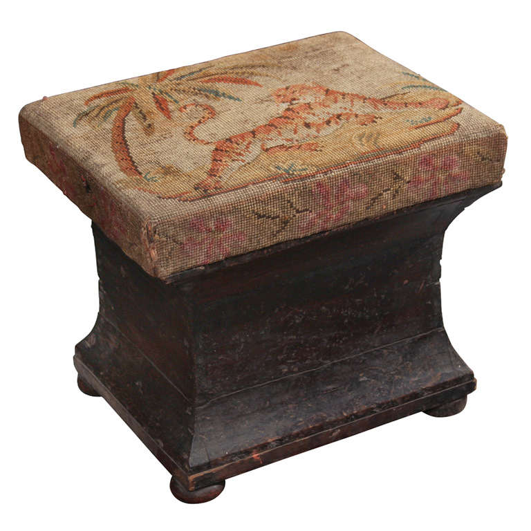 Needlepoint Tiger Stool For Sale at 1stDibs | cardboard stool tiger