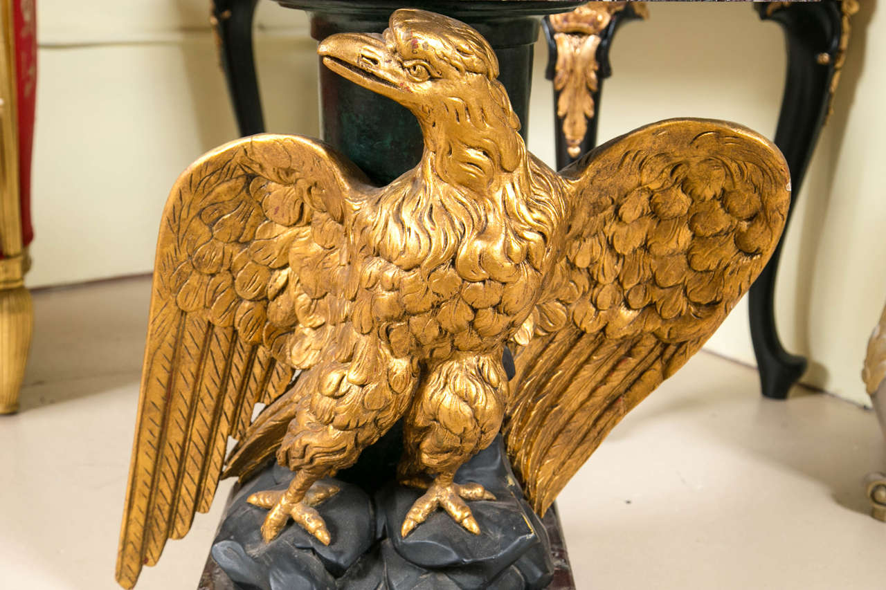 Federal Style Giltwood Carved Eagle Marble-Top Pedestal Table Exquisite ...