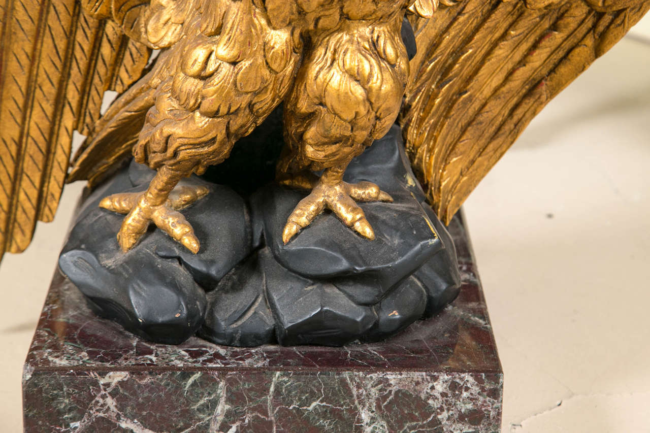Federal Style Giltwood Carved Eagle Marble-Top Pedestal Table Exquisite ...