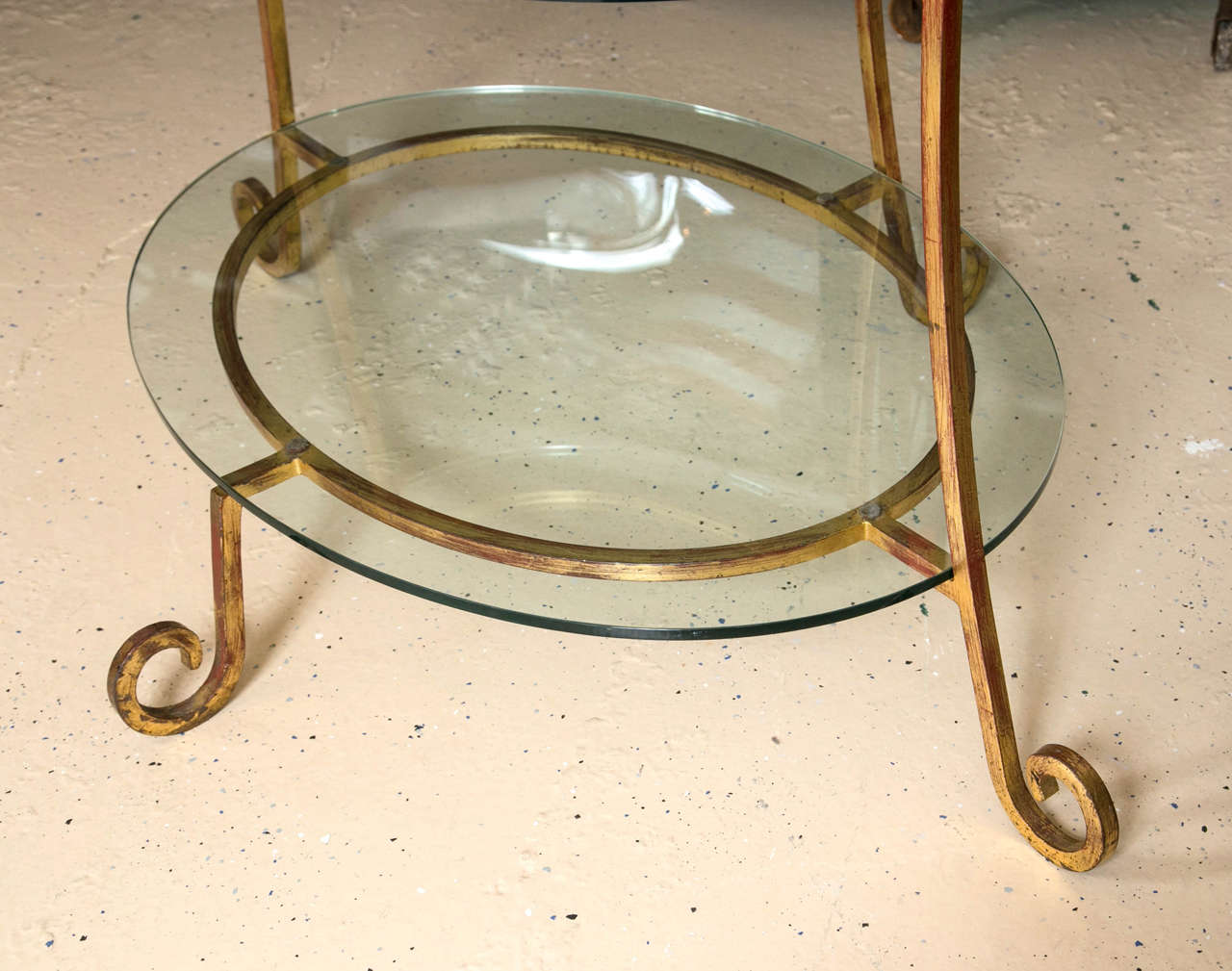 Three-Tier Tall Wide Glass and Gilt Metal Étagère Server Hollywood ...