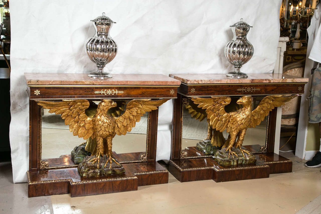 Pair of 19th Century Federal Style Gilt Opposing Eagle Console Tables ...