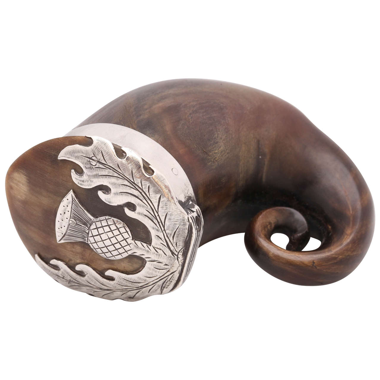 Georgian Sterling Silver-Mounted Scottish Horn Snuff Mull at 1stDibs