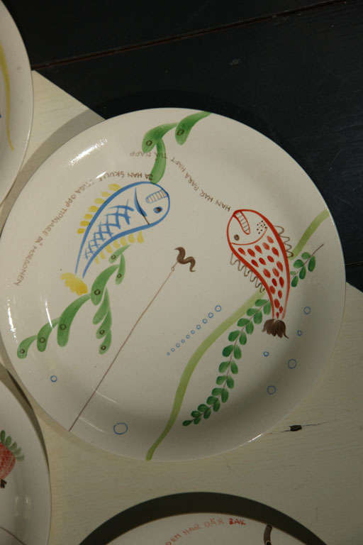 Set of Eight Swedish Handpainted Fish Plates at 1stDibs