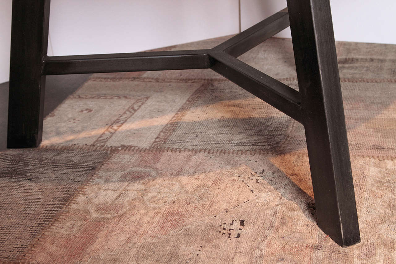 Round Banded Metal Elm Breakfast Table at 1stDibs