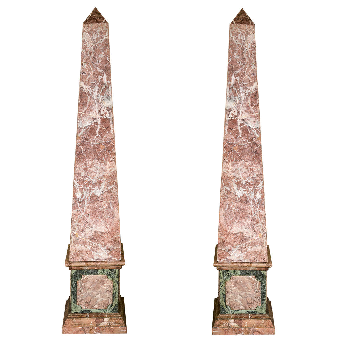 Pair of Classical French Style Iron Obelisks with Base at 1stDibs