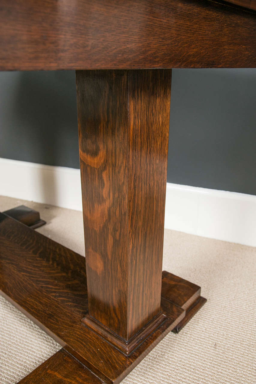 American Quarter-Sawn Oak Trestle Table at 1stDibs