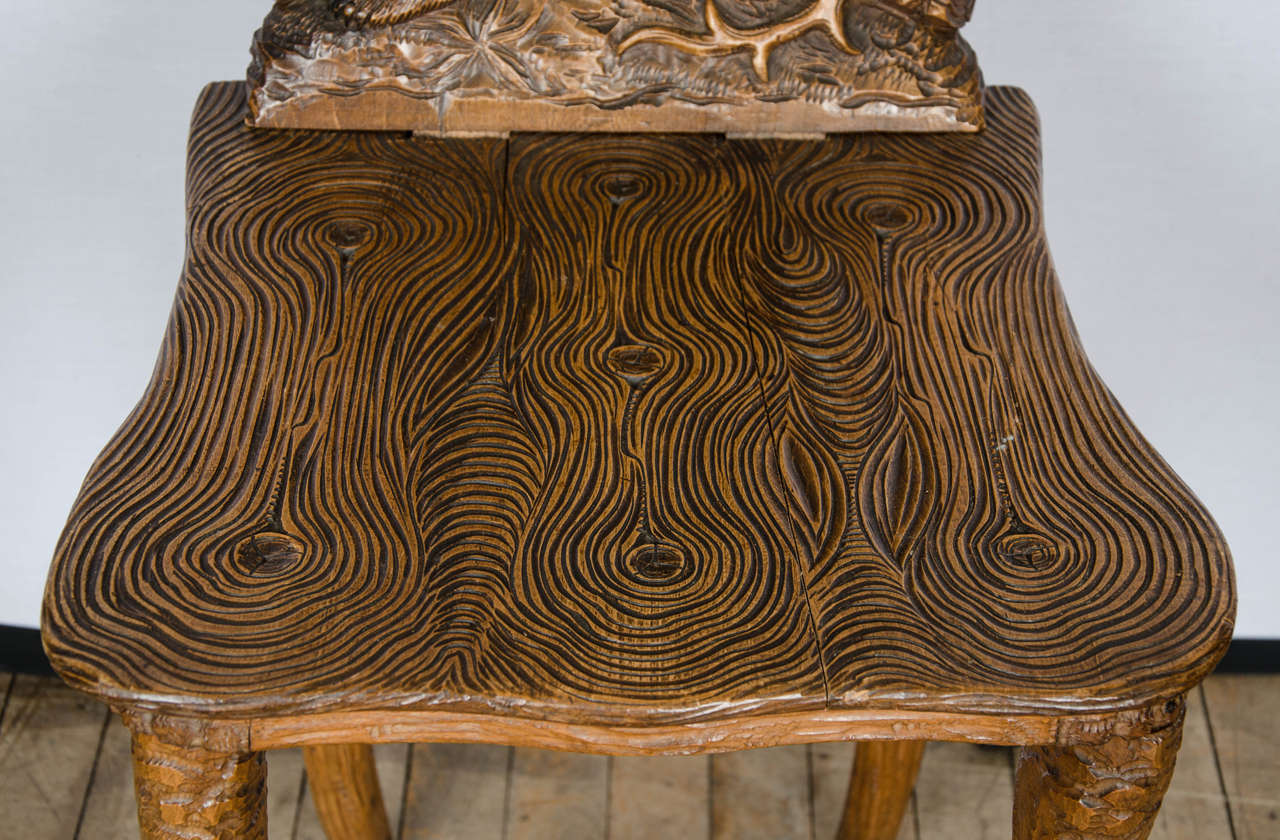 Set of Eight Carved Black Forest Side Chairs at 1stDibs