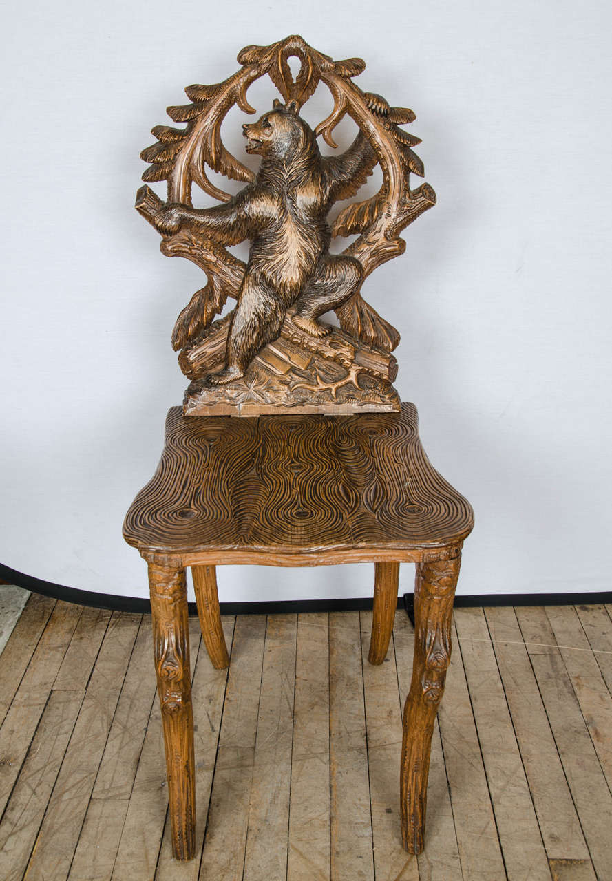 Set of Eight Carved Black Forest Side Chairs at 1stDibs