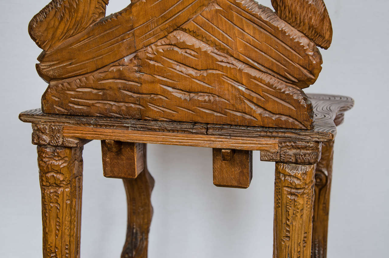 Set of Eight Carved Black Forest Side Chairs at 1stDibs