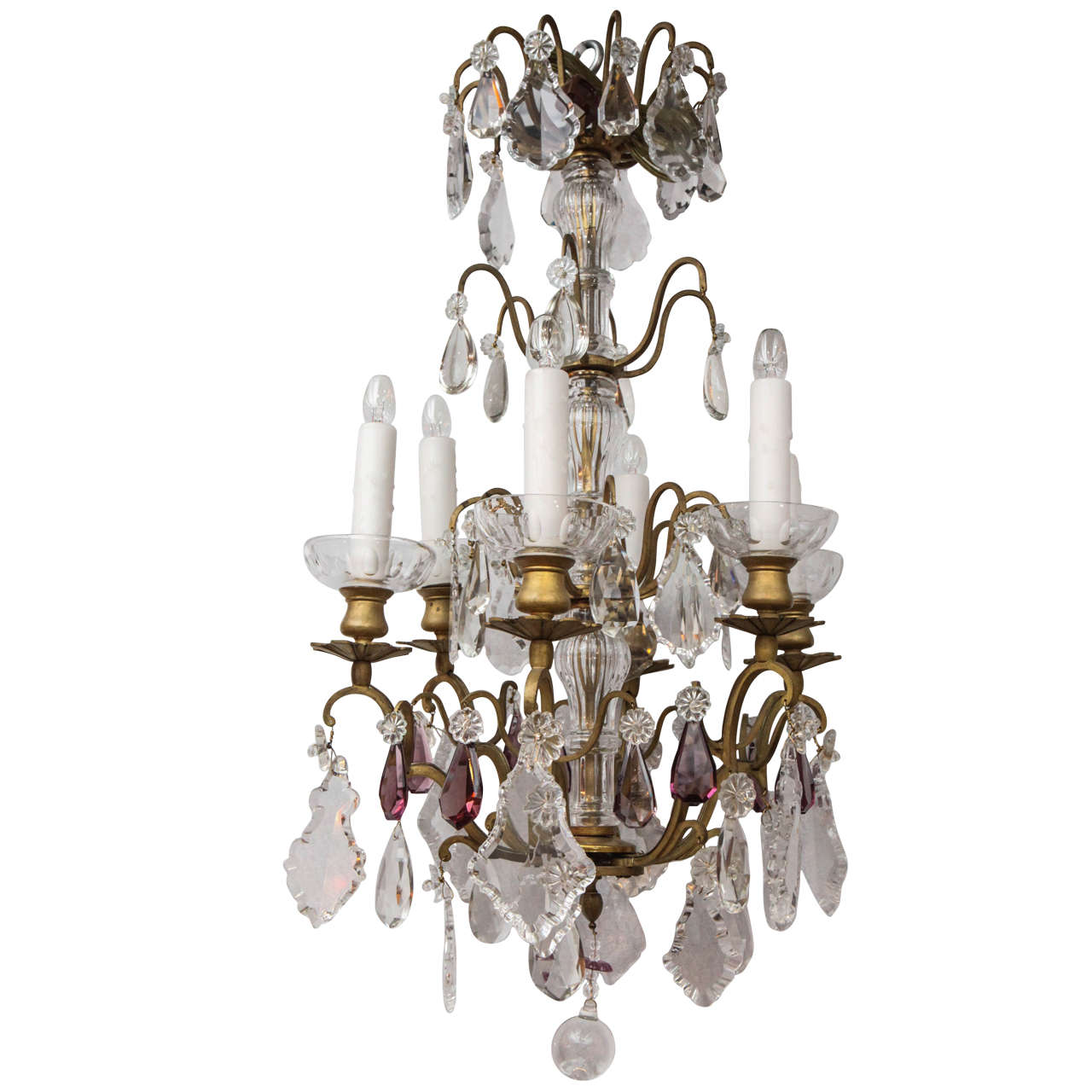 19th Century Louis XV Style Bronze Chandelier with Crystal Pendants For ...