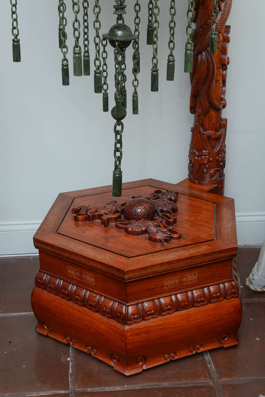 Sensational Pair of Jasper Jade Lanterns with Carved Wood Dragon Stands ...