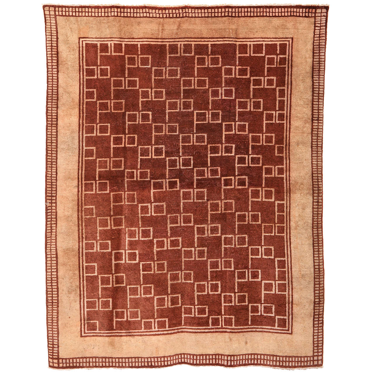 Modernist Geometric Chinese Rug, 1930's For Sale at 1stDibs