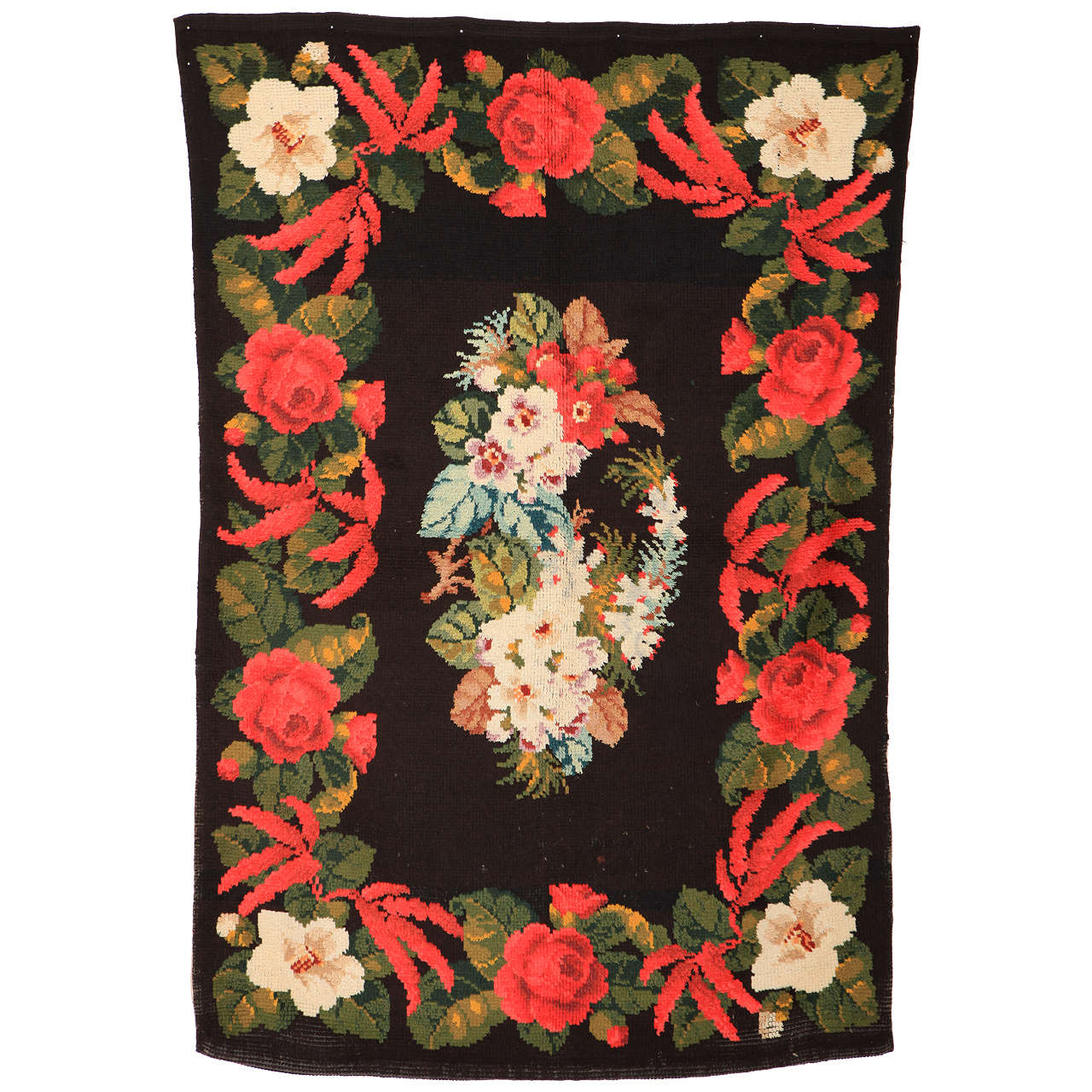 Antique Ukrainian Needlepoint Rug For Sale at 1stDibs
