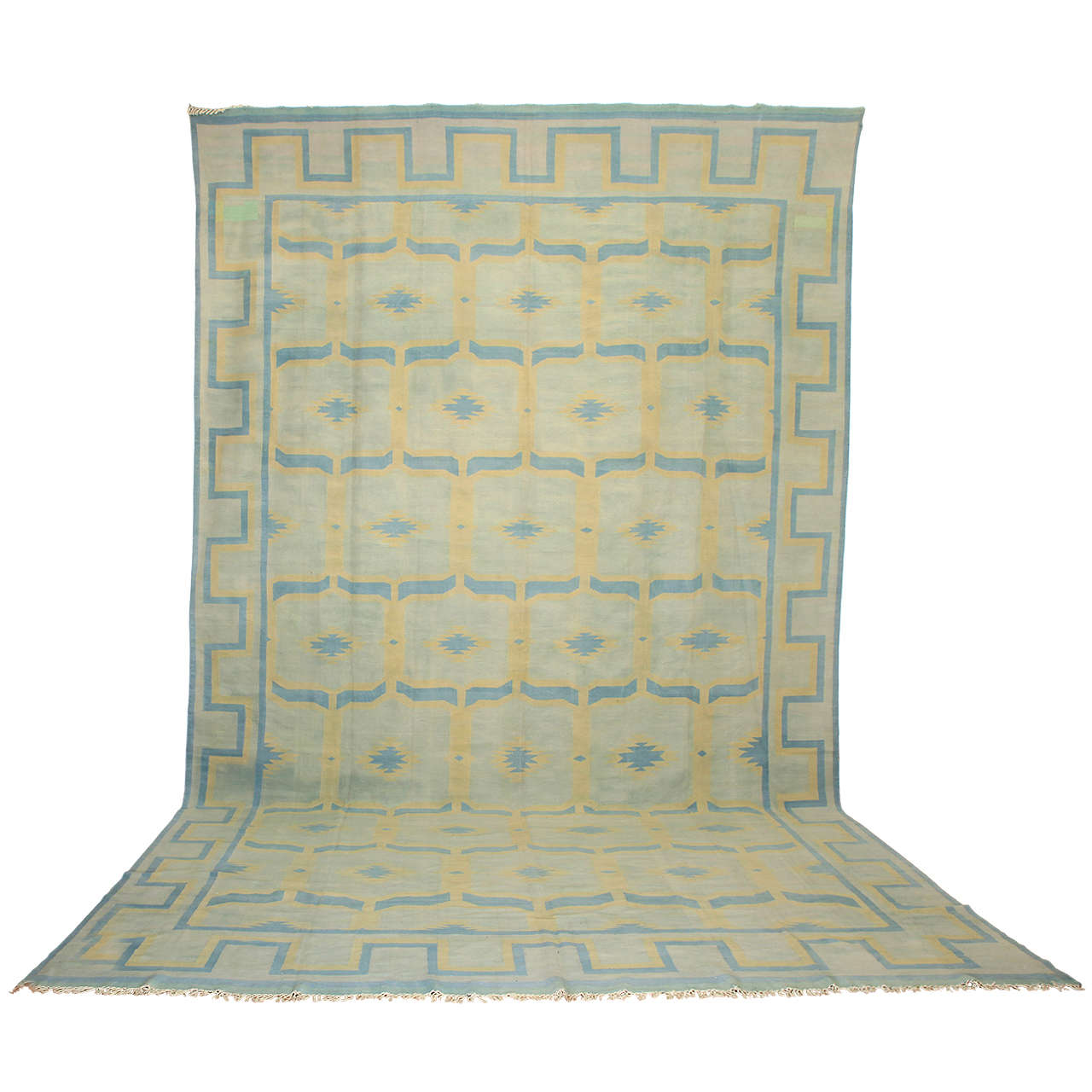 Antique Oversize Cotton Dhurrie Rug For Sale at 1stdibs