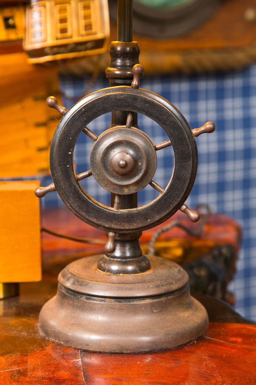 Ships Wheel Table Lamp With Parchment Shade For Sale at 1stDibs