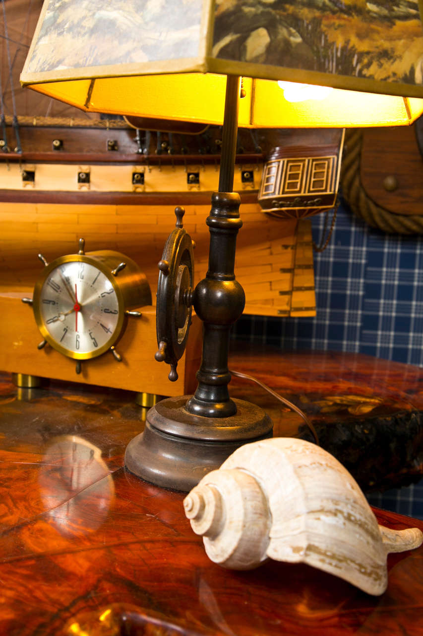 Ships Wheel Table Lamp With Parchment Shade For Sale at 1stDibs