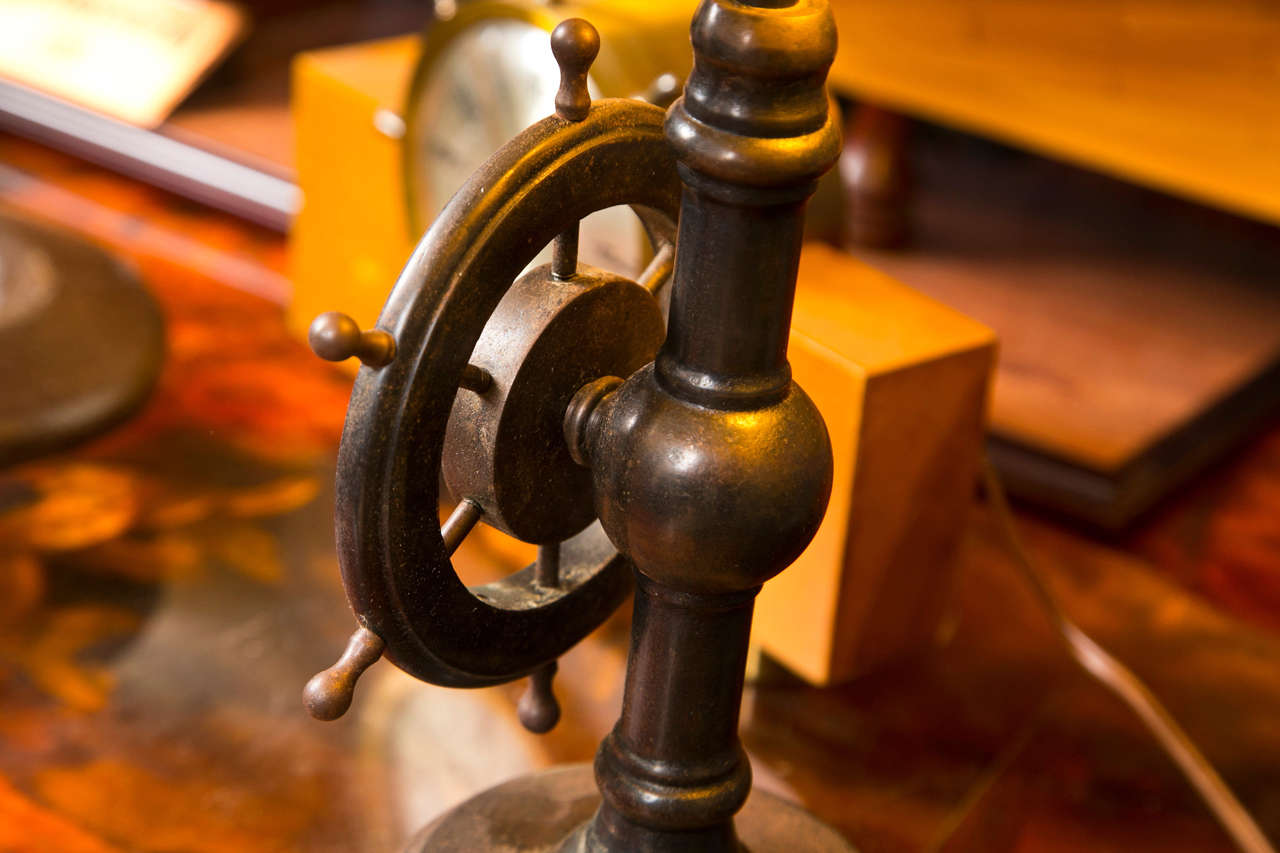 Ships Wheel Table Lamp With Parchment Shade For Sale at 1stDibs