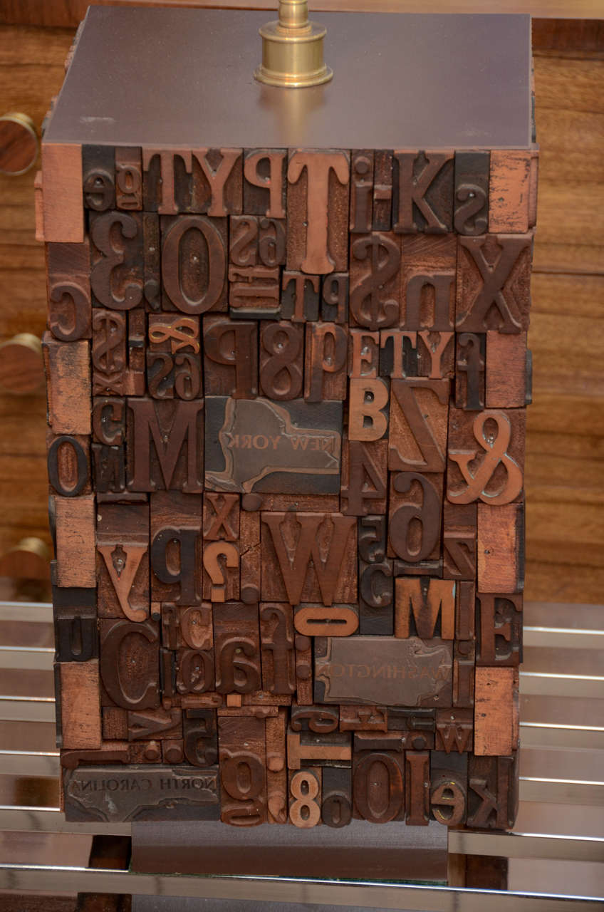 Pair of Resin and Wood Block Printers Lamps at 1stDibs