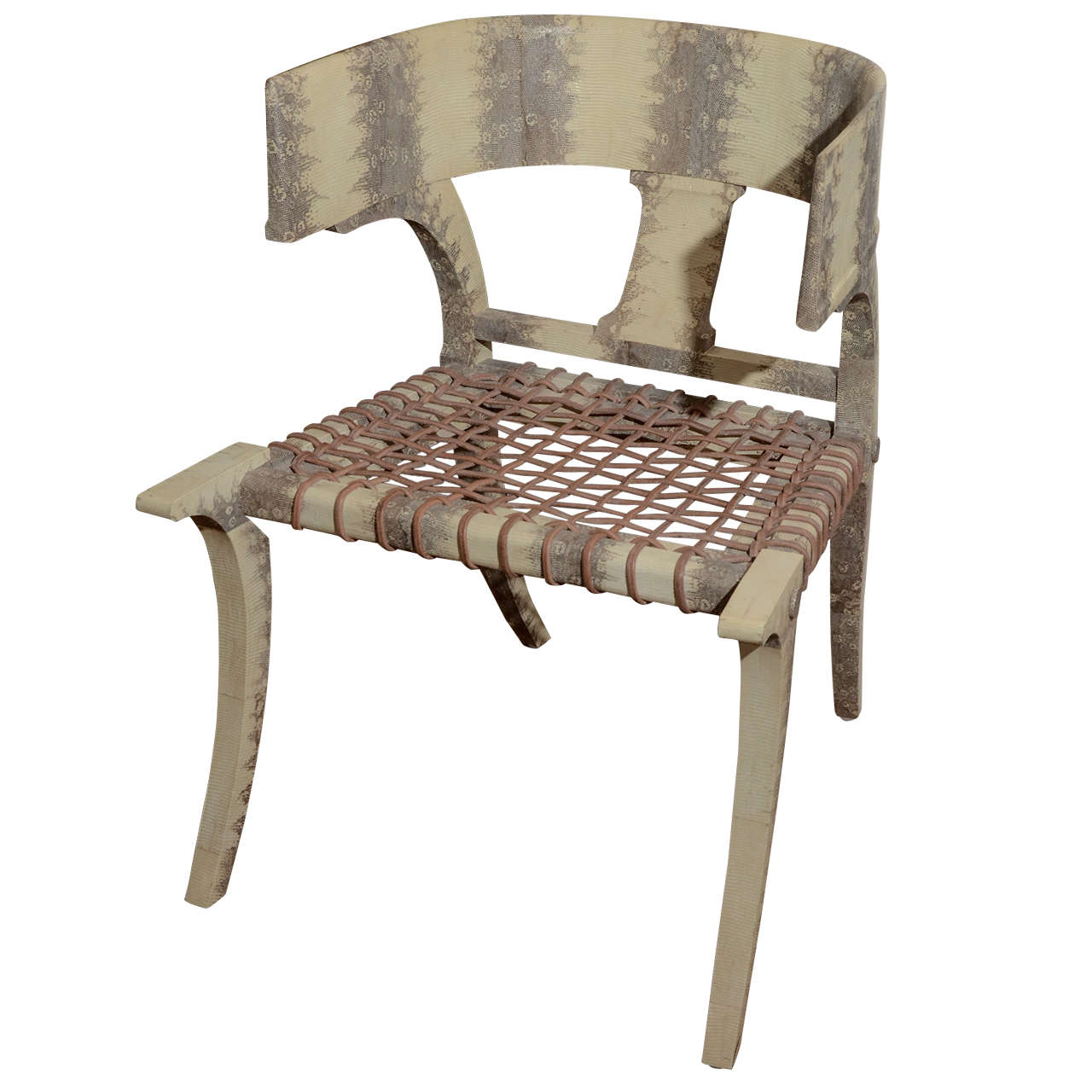 Klismos Lower Back Chair In Natural Lizard at 1stDibs