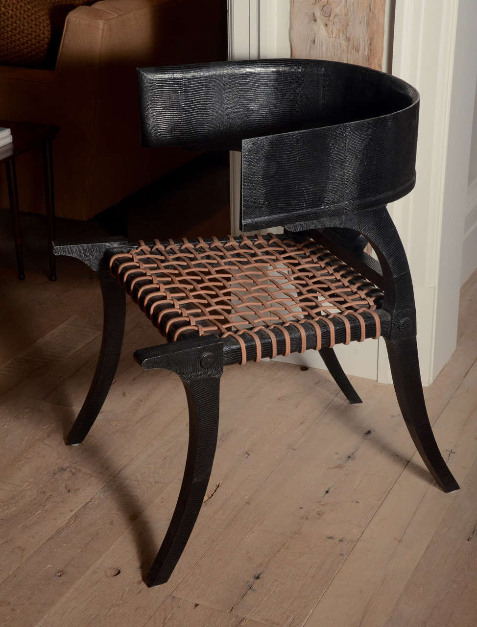 Klismos Lower Back Chair in Black Lizard For Sale at 1stDibs | type of ...