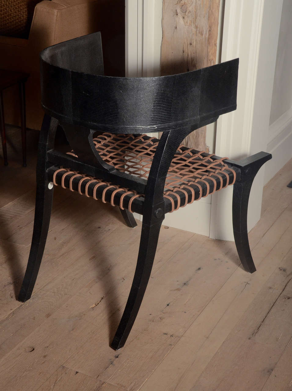 Klismos Lower Back Chair in Black Lizard For Sale at 1stDibs | type of ...