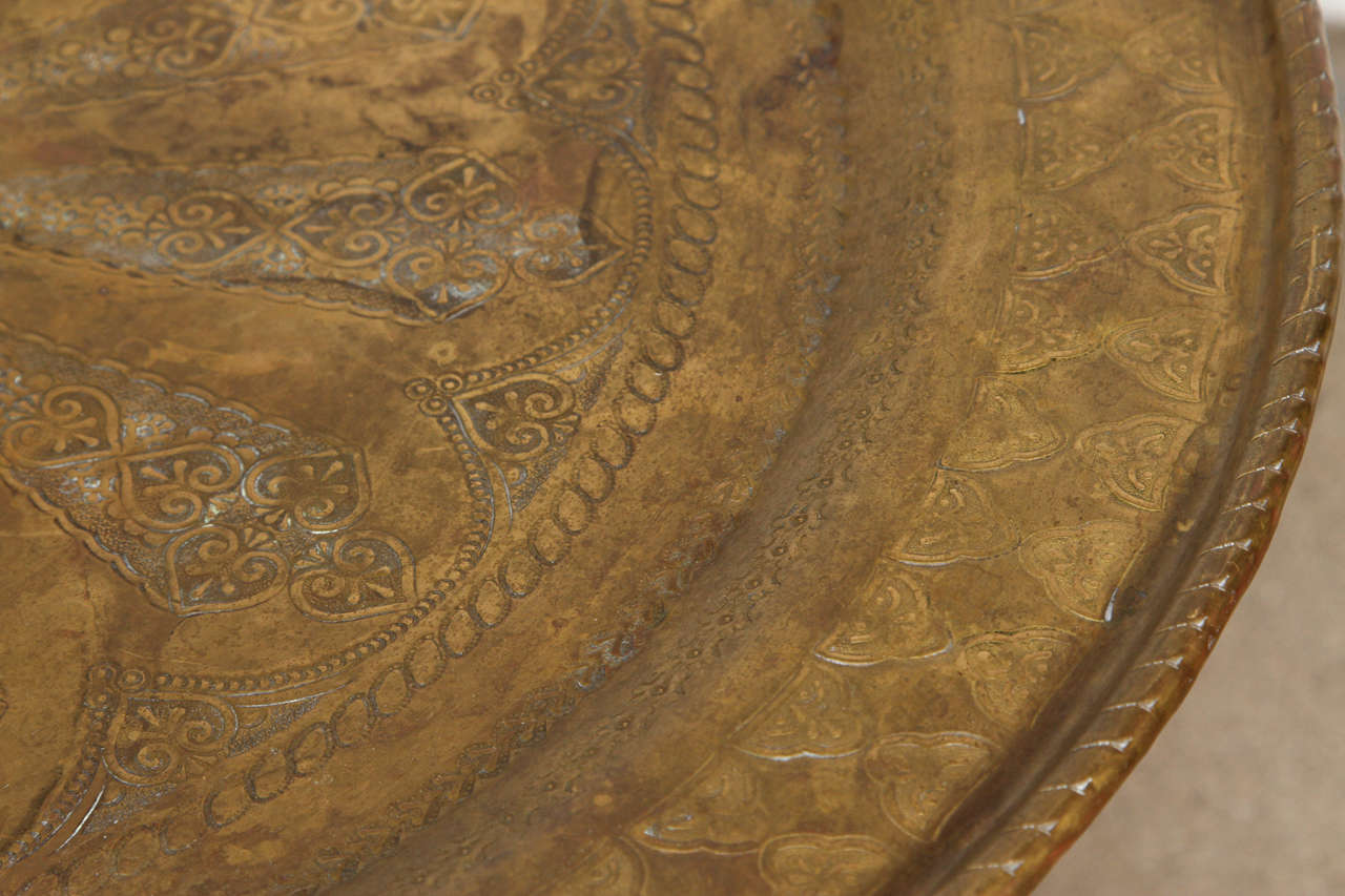 Middle Eastern Persian Brass Tray Table With Folding Wooden Base at ...