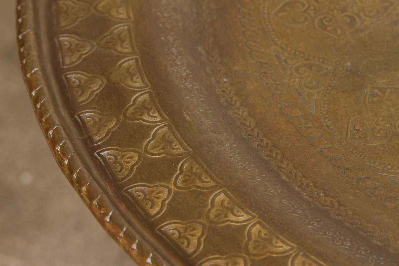 Middle Eastern Persian Brass Tray Table With Folding Wooden Base at ...