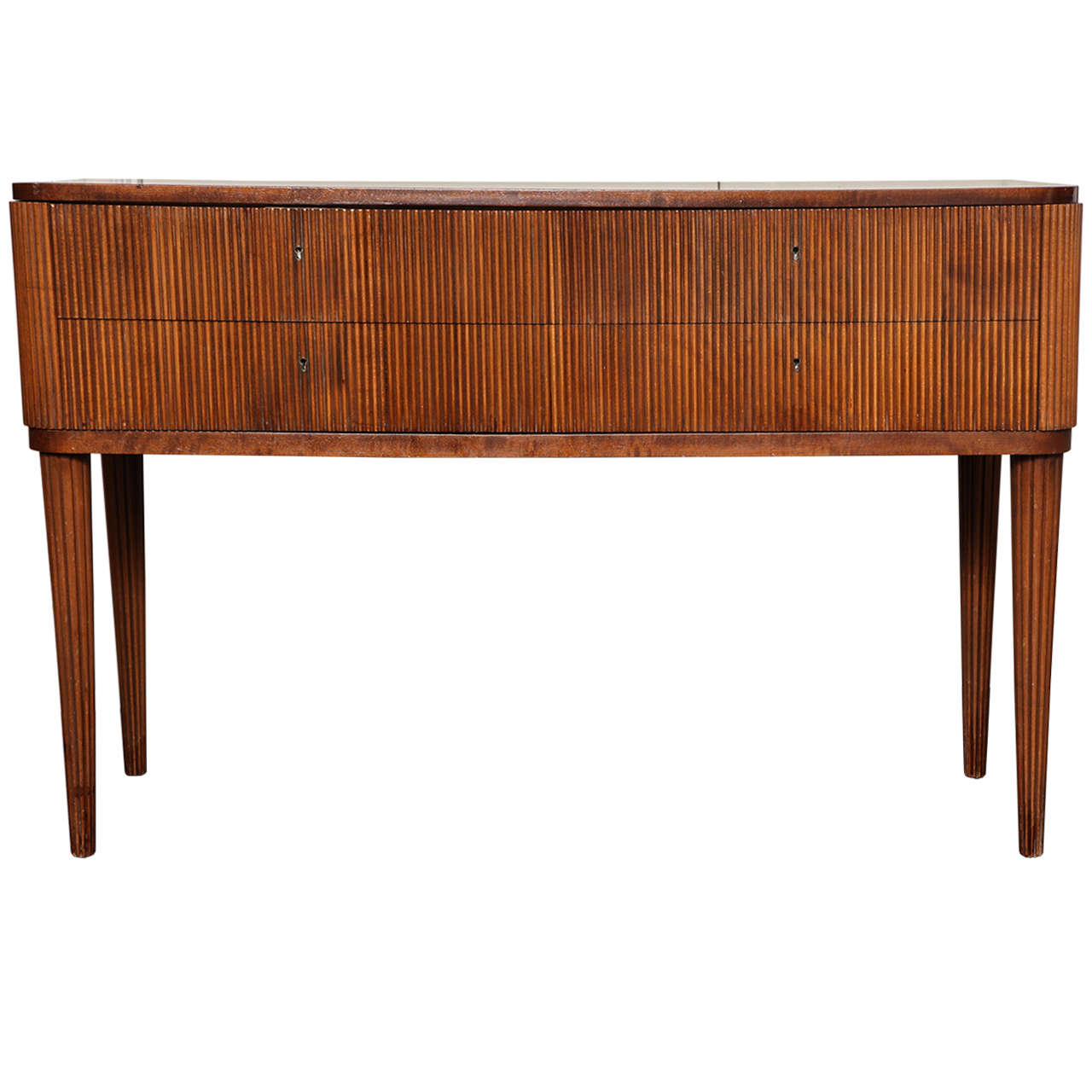 20th Century Deco Style Reeded Four Drawer Side Table at 1stDibs